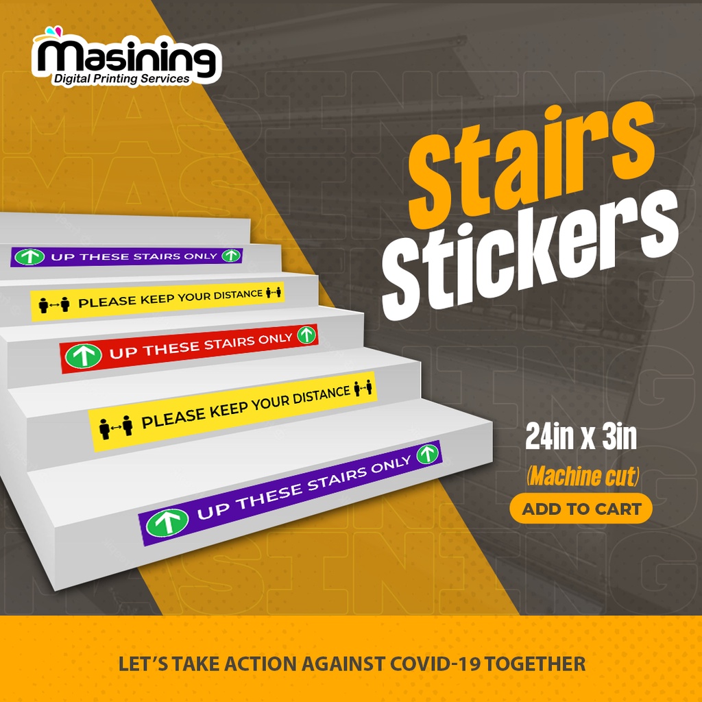 Stairs Stickers / Directional and Social Distancing sticker 24in x 3in ...