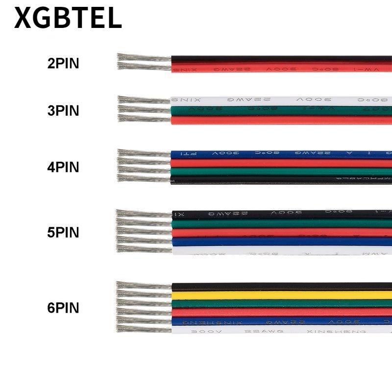 2/3/4/5pin Electrical Wire 22 AWG 5-100m LED Extension Cable for RGB ...