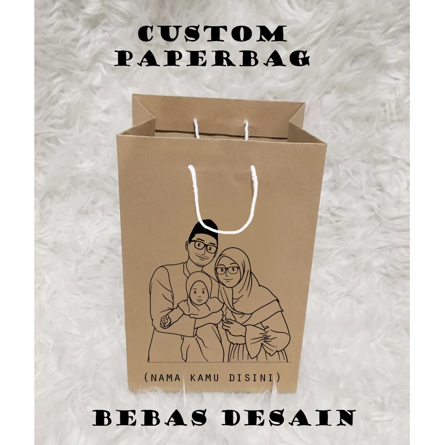 (CUSTOM Paper Bag) Mini Paper Bag Screen Printing Gift 11x7x23 Cm Free ...
