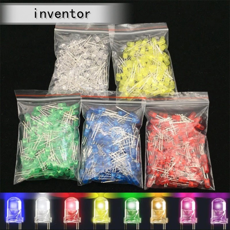 100pcs 5mm LED Diode 5 mm Assorted Kit White Green Red Blue Yellow ...