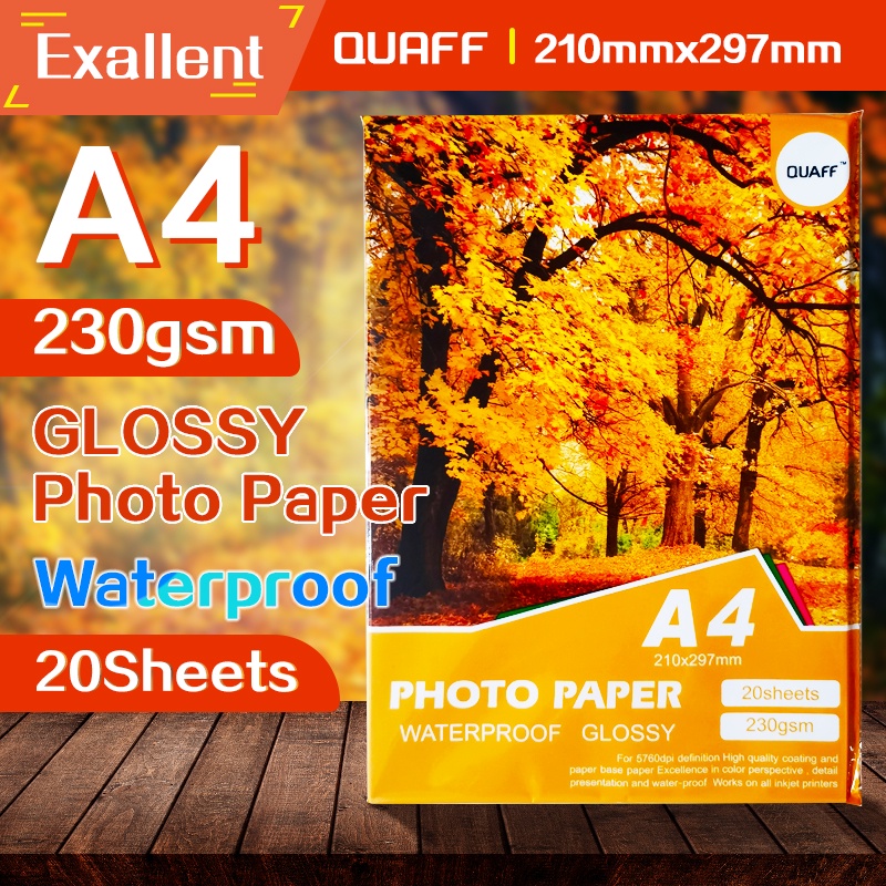 3R/4R/5R/A4 High Glossy Photo Paper 20sheets Quaff Brand | Shopee ...