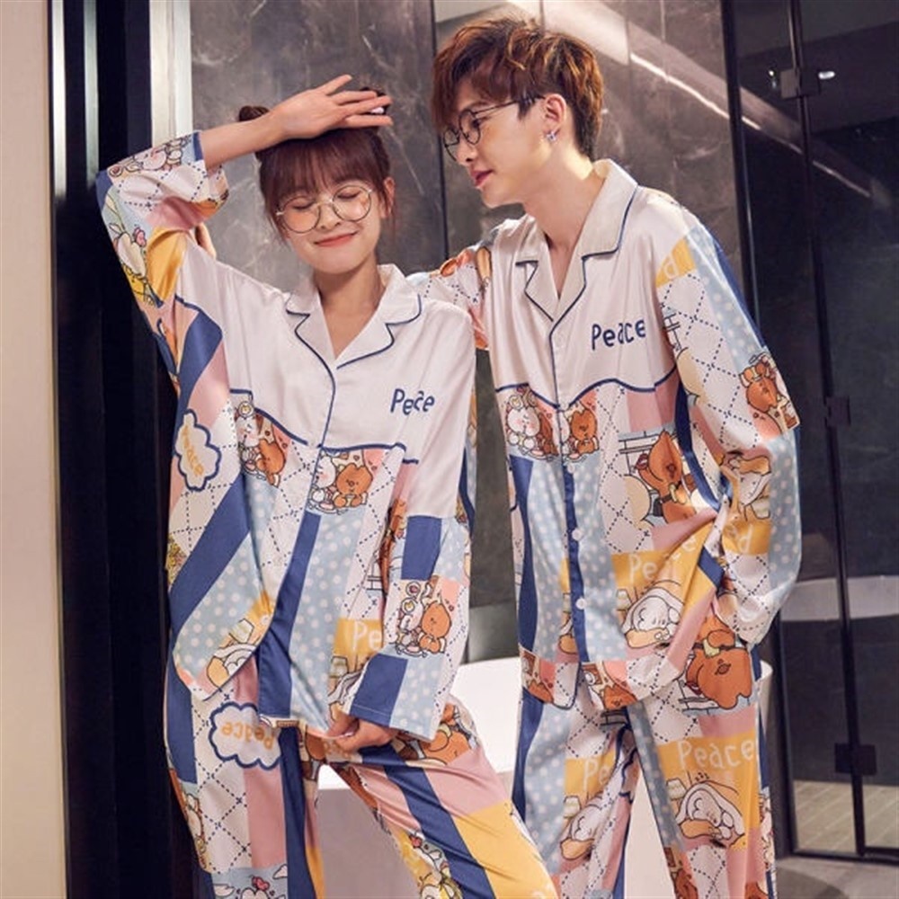 Qvgty66 Tom And Jerry Plus Size Couple Silk Satin Pajamas Men Autumn ...