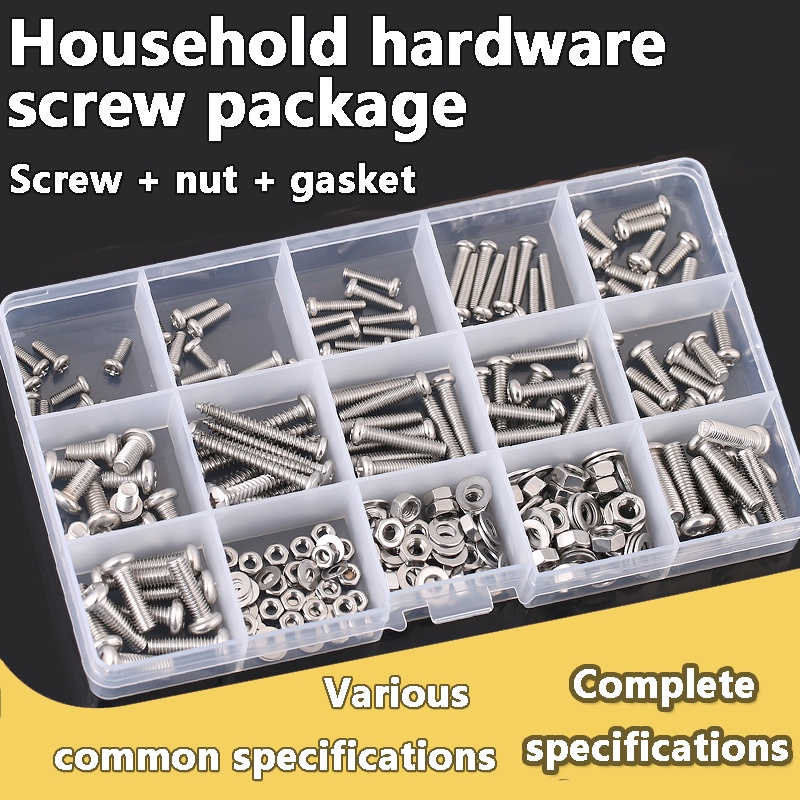 Household hardware repair kit stainless steel self-tapping screw nut ...