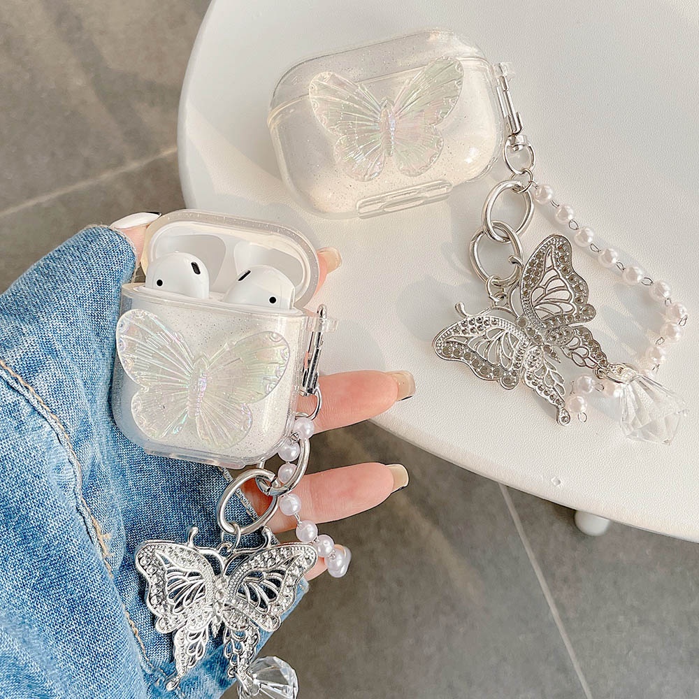 3D Cute Butterfly Funda for Airpods Pro Case Soft Clear Earphone ...