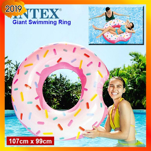 INTEX 56265 Inflatable Giant Swimming Ring Donut Tube Pool Float (107cm ...