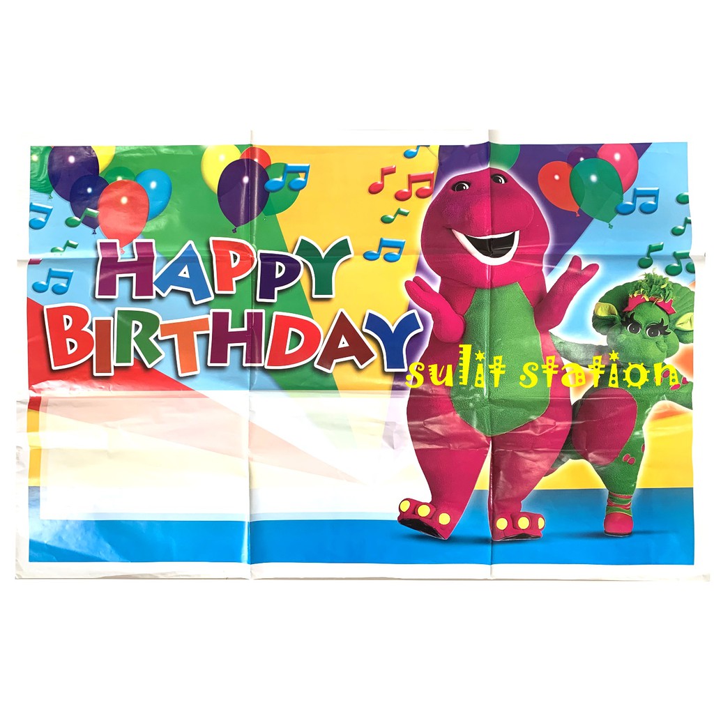 BARNEY DINOSAUR HAPPY BIRTHDAY PARTY BANNER TARPAULIN POSTER DECOR ...