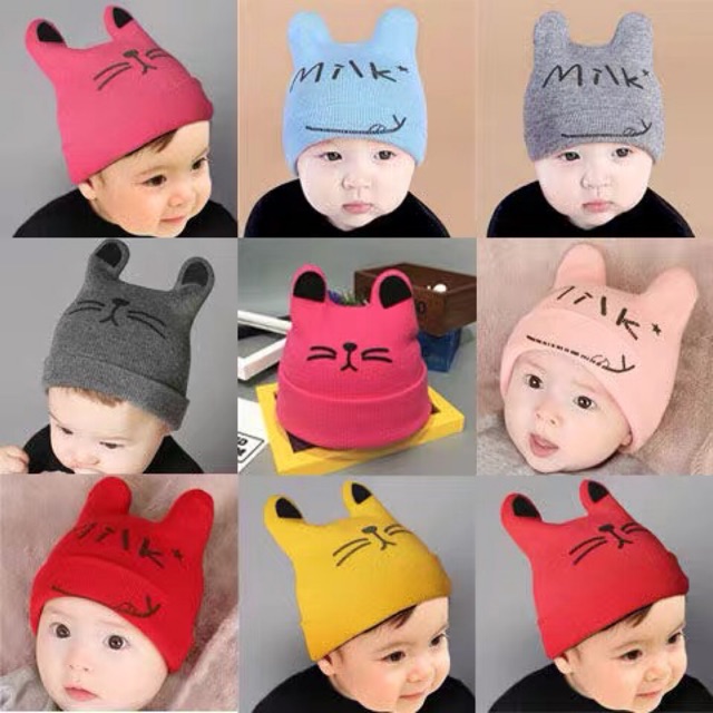 BGC COD cute cat milk bear bonnet baby hat | Shopee Philippines