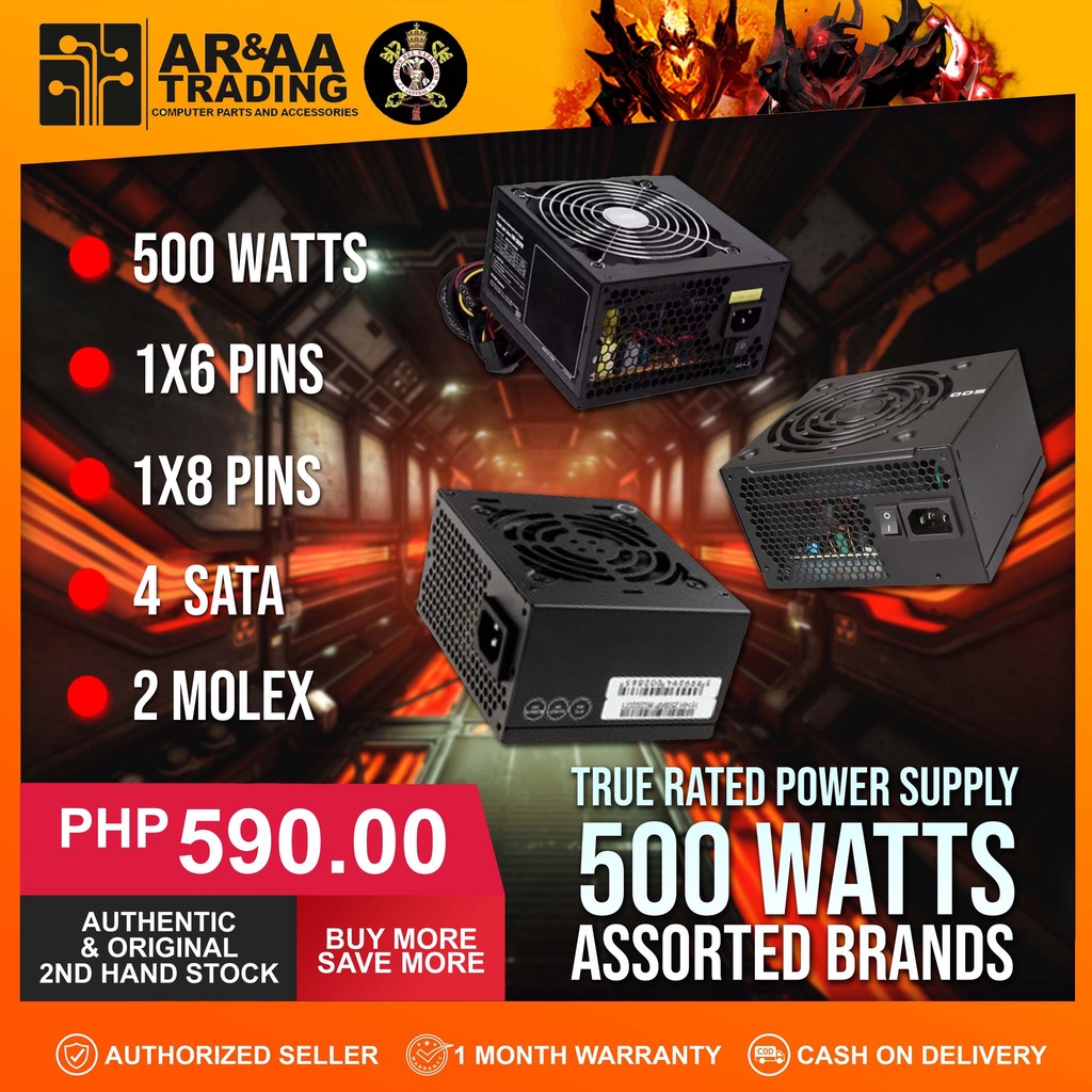 True Rated PSU 500 Watts Assorted Brand Power Supply | Shopee Philippines