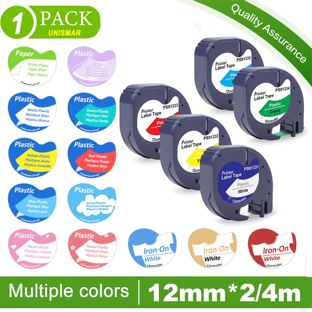 Compatible Dymo LetraTag Label Tape Refill Plastic / Paper 12mm x 4m 91331 91330 91201 12267 ...