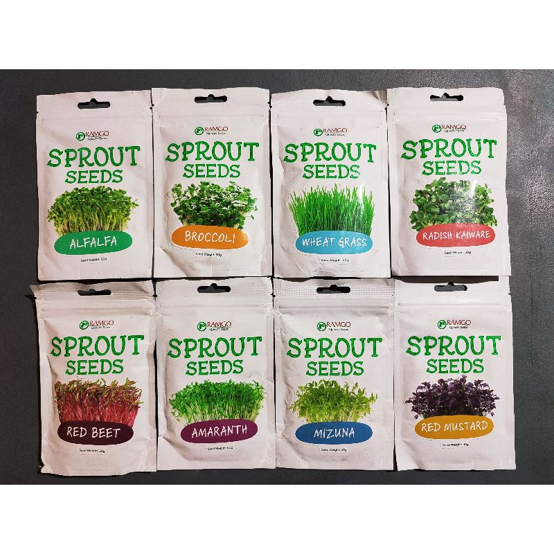 Ramgo Sprout Seeds (Wheat Grass, Broccoli, Alfalfa, Radish, Mizuna, Red ...