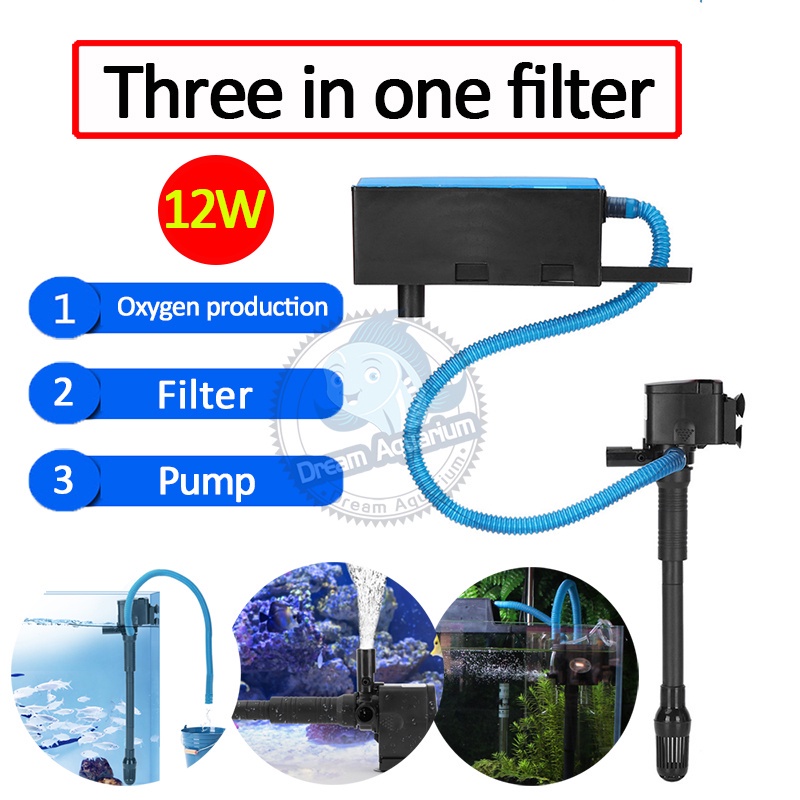 Aquarium 3 in 1 Top Overhead Filter 12W For 10-20 Gallons Pump Cycle ...