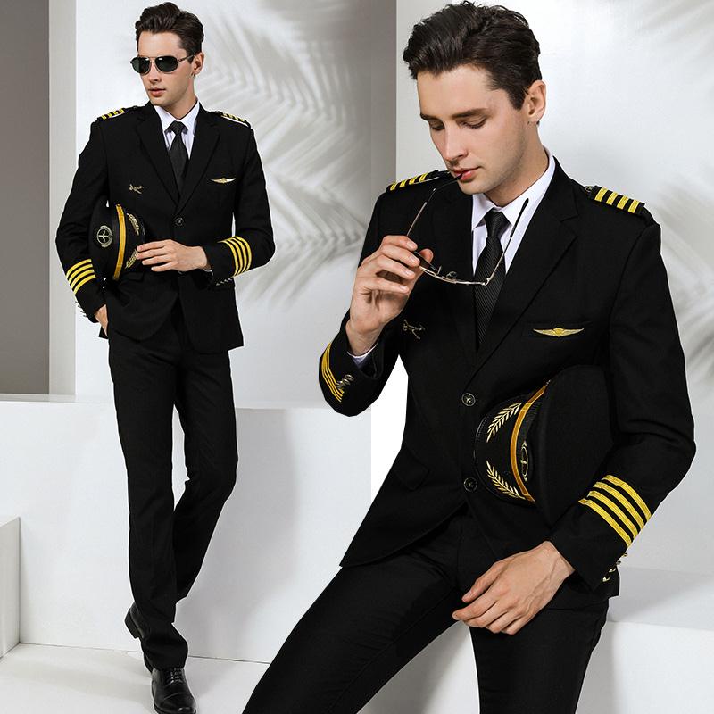 Air Uniform Coat Male Pilot Costume Captain Uniform Professional Suit ...