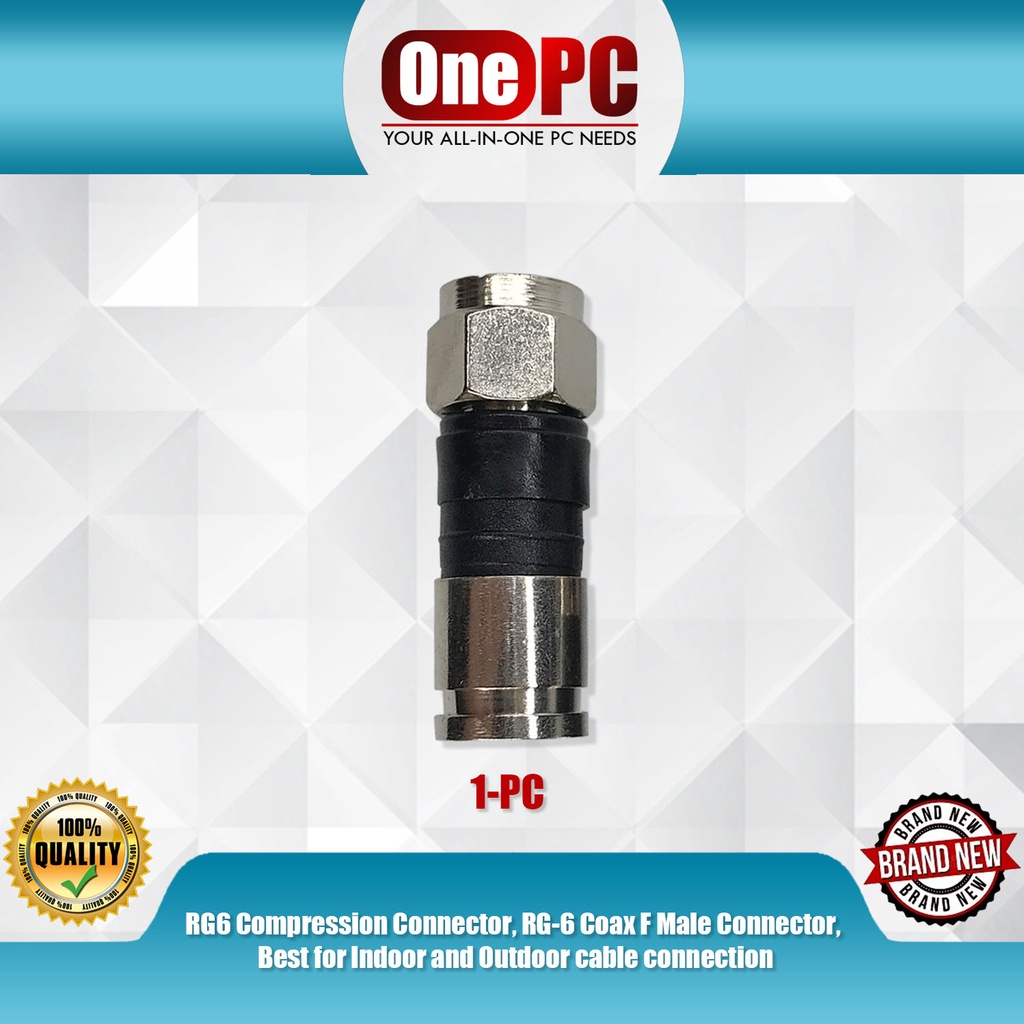 RG6 Compression Connector, RG-6 Coax F Male Connector, Best for Indoor ...