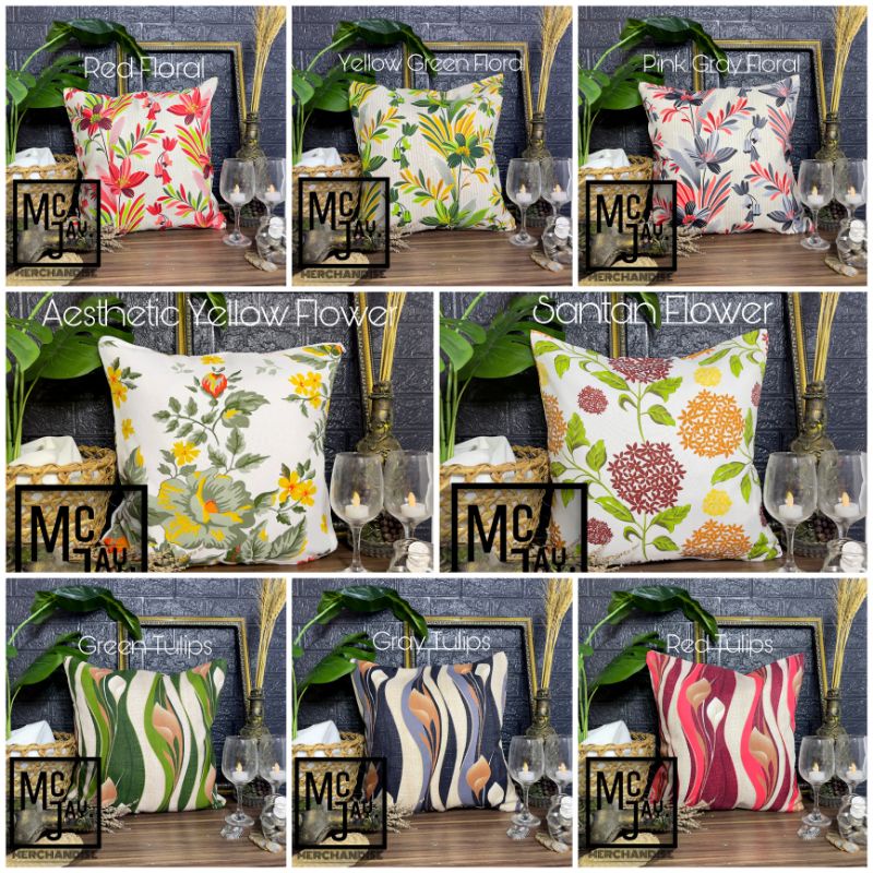 MCJAY - Flower Prints Throwpillow Case (Wild flower, Tulips, Santan ...