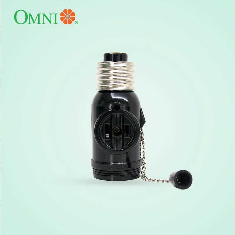 OMNI Chain Pull Socket with 2-Flat Pin Outlets 3A 250V - E27-712 ...