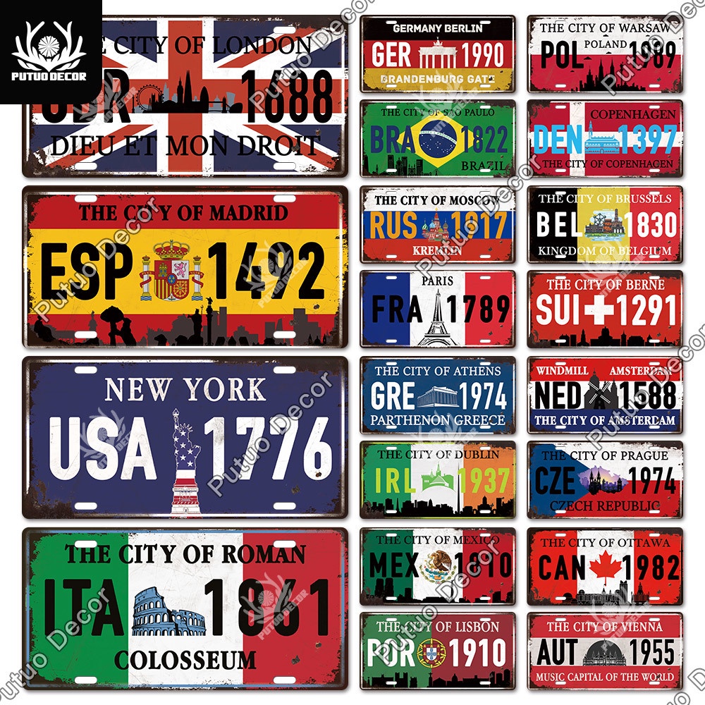 Country Metal Sign Licenses Plate Plaque Metal Vintage Tin Sign Decor ...