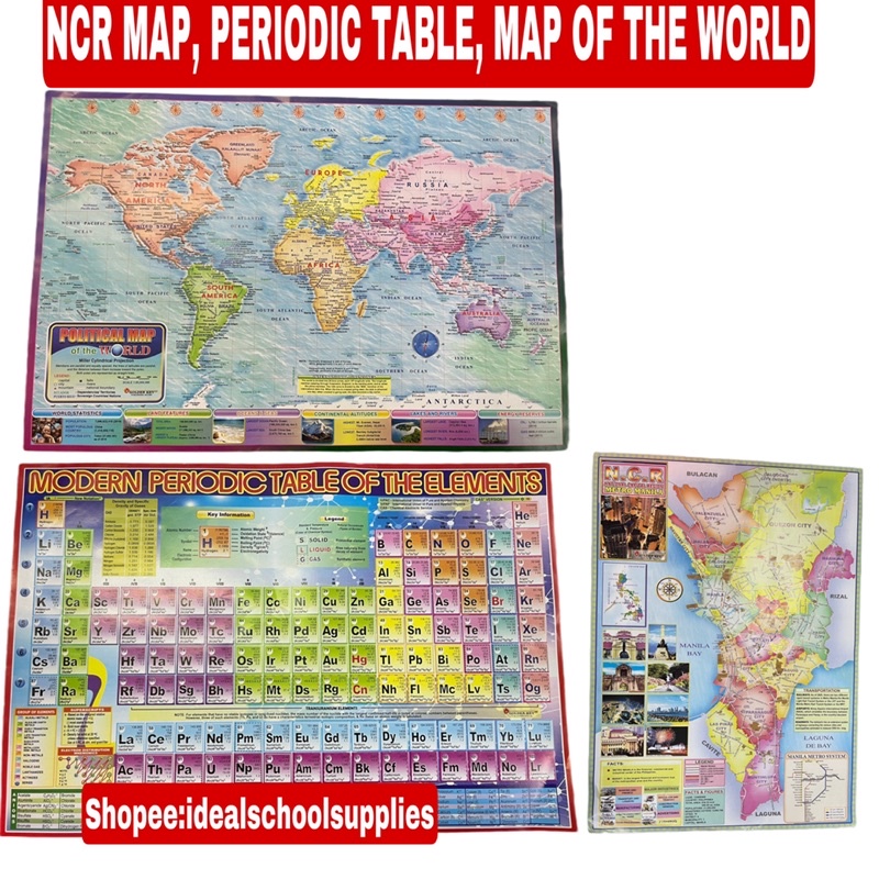 EDUCATIONAL Political Map, Periodic Table of Elements, NCR Map | Shopee ...