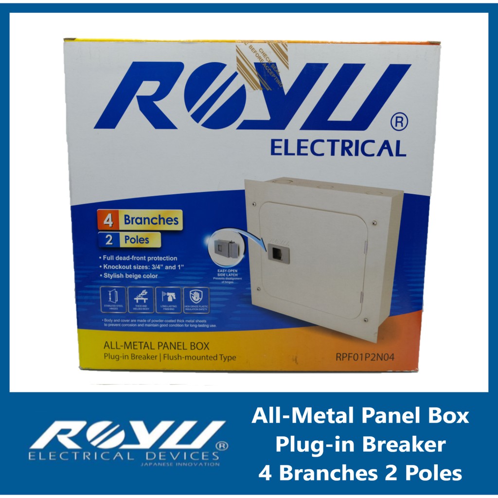 Royu All-Metal Panel Box Plug-in Breaker 4 Branches 2 Poles Original ...