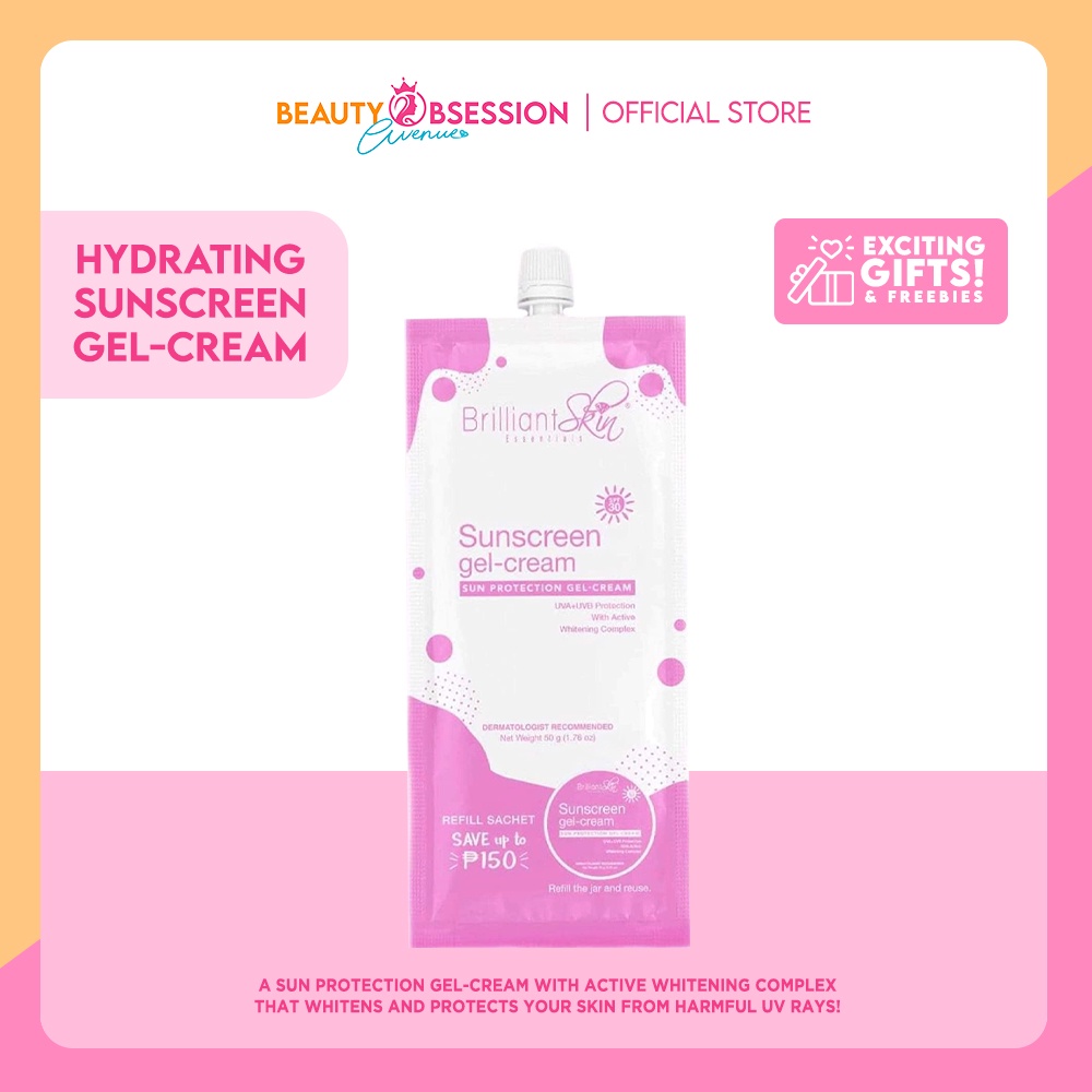 Brilliant Skin Essentials Hydrating Sunscreen Gel Cream Spf 30 Sachet 50g (Pink Cream) | Shopee ...