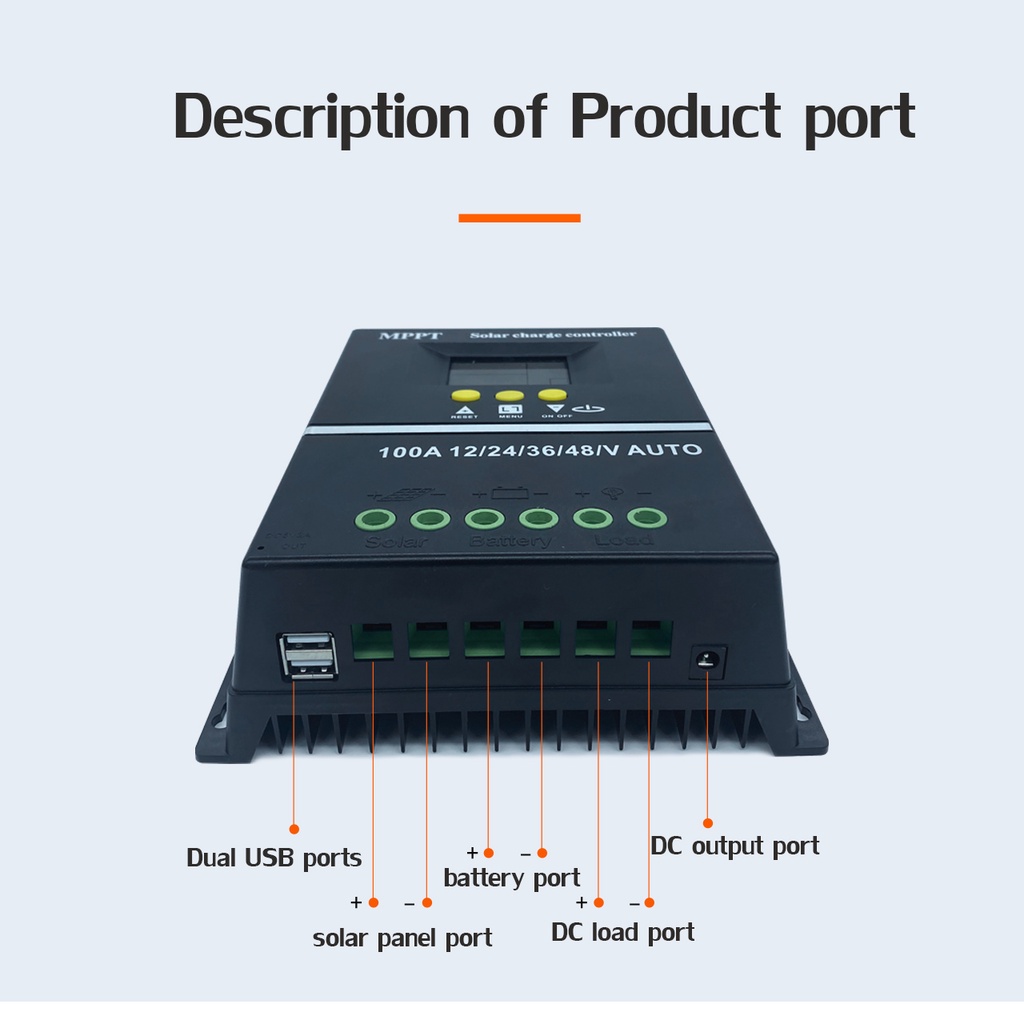 LAIRTPOW MPPT Solar Controller 30A/ 60A/80A/100A 12V 24V 36V 48V AUTO Battery Charger with LCD ...