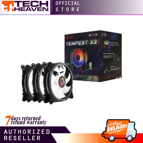 FAN/COOLERS DOSS TEMPEST X3 3-IN-1 RGB GAMING FAN W/ HUB + REMOTE (3 ...