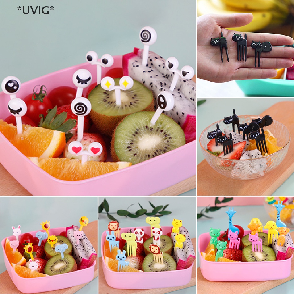 UVIG Mini Kids Animal Farm Fruit Fork Cartoon Snack Cake Dessert Food ...