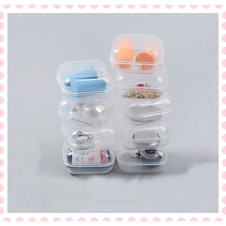 Mini Storage Ear Plug Box Plastic Parts Box Jewelry Clear Square ...