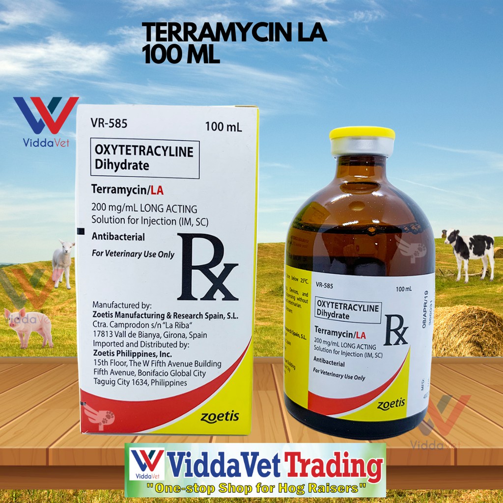 Terramycin La 100ml Zoetis for animals pigs livestock cattle goat EXP ...