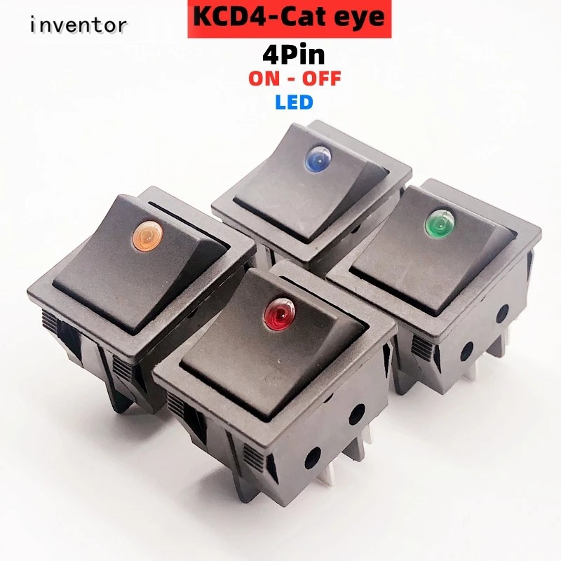1pcs rocker switch KCD4 four-pin 2 position ON-OFF Mini with light cat ...