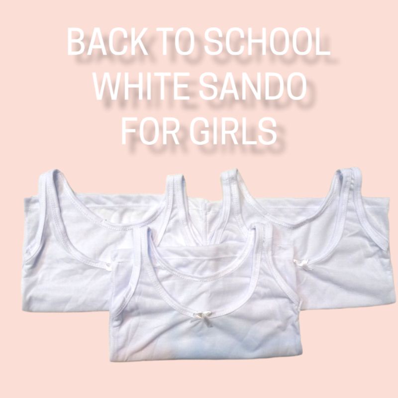 Bundle of 6 or 3 White Sando For kids Girls | Shopee Philippines