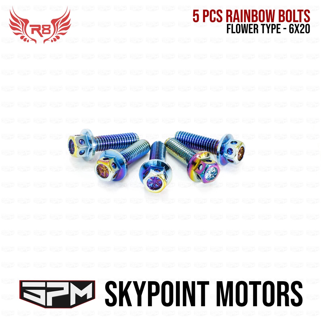 R8 RAINBOW BOLTS FLOWER TYPE 6X20 (5PCS ) (9855-823) | Shopee Philippines