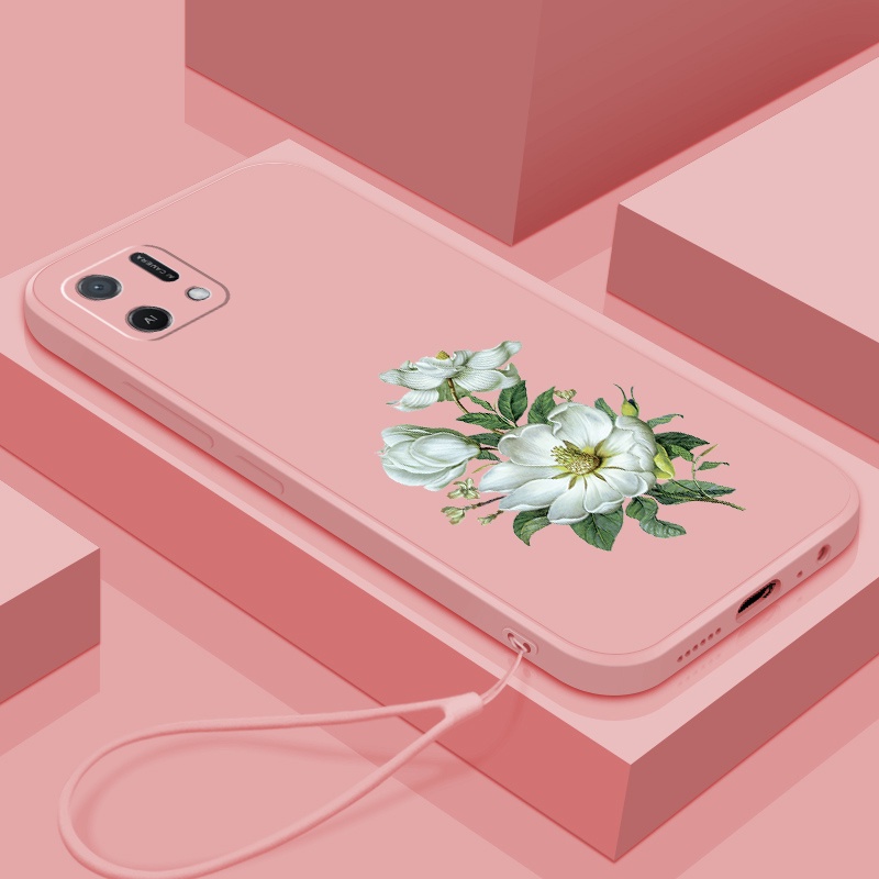 Casing OPPO A16K jasmine flower Phone Case Straight Edge All-Inclusive ...