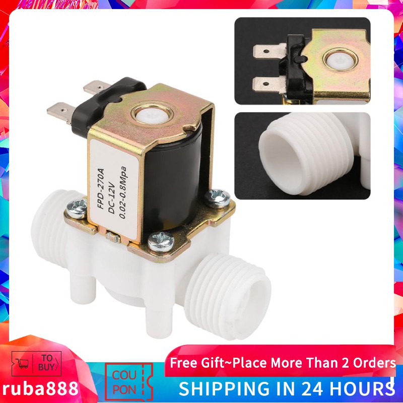 12V G1/2\" NC Plastic Electrical Inlet Solenoid Water Valve Dispense ...