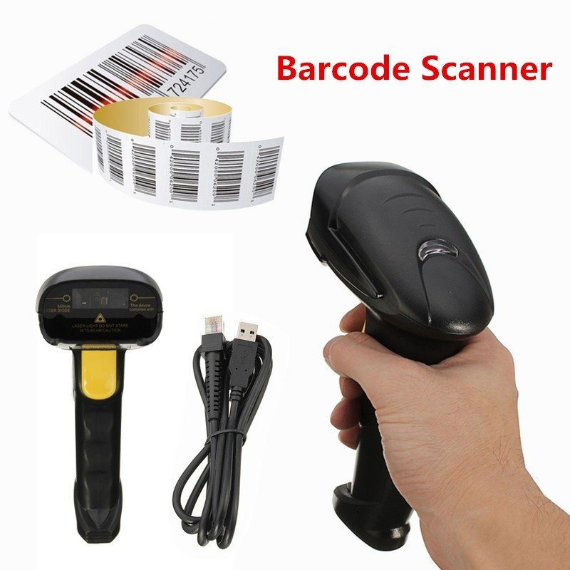 USB Handheld Laser Barcode Bar Code Scan Reader Scanner Black | Shopee ...