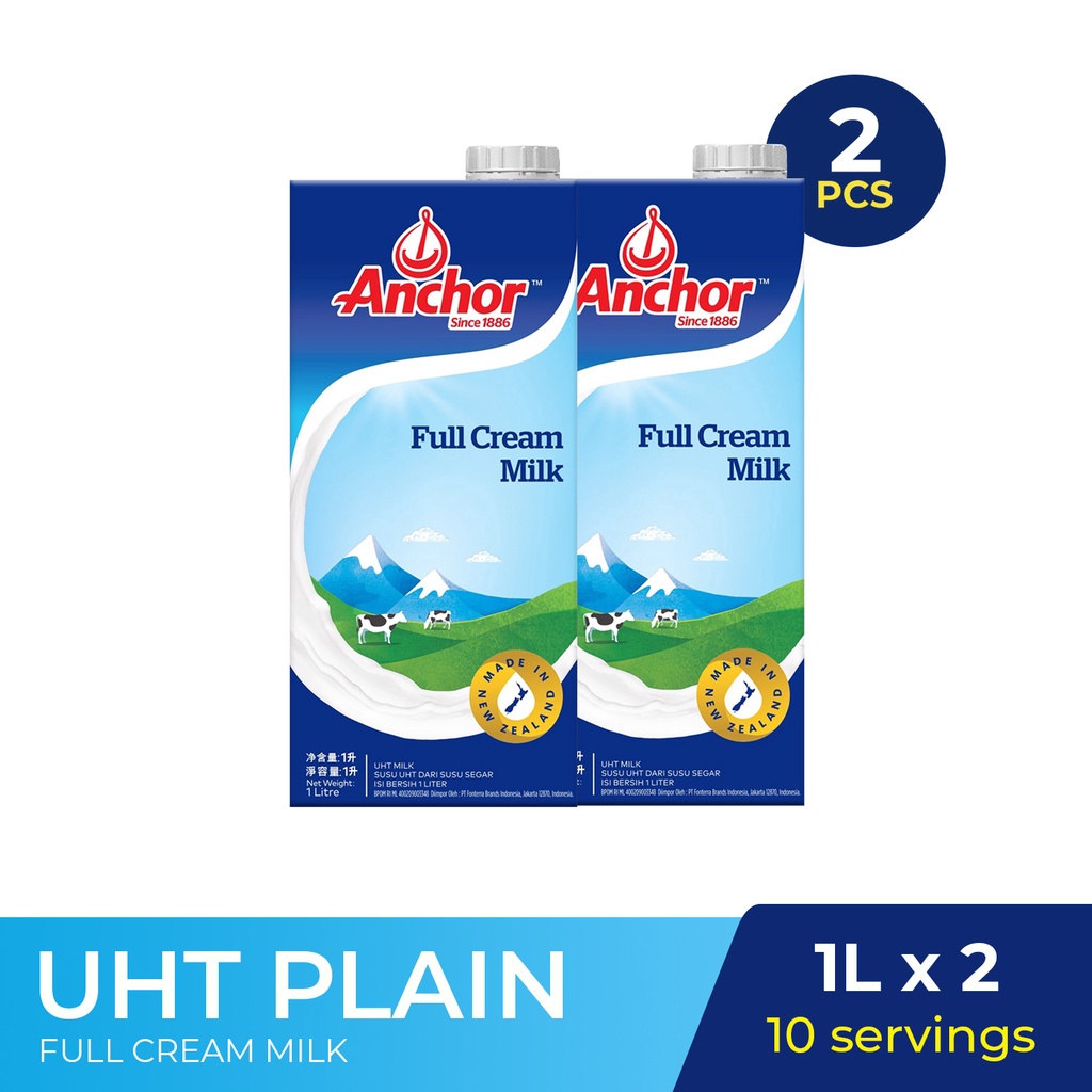 Anchor Full Cream Milk UHT Plain 1L x2 | Shopee Philippines