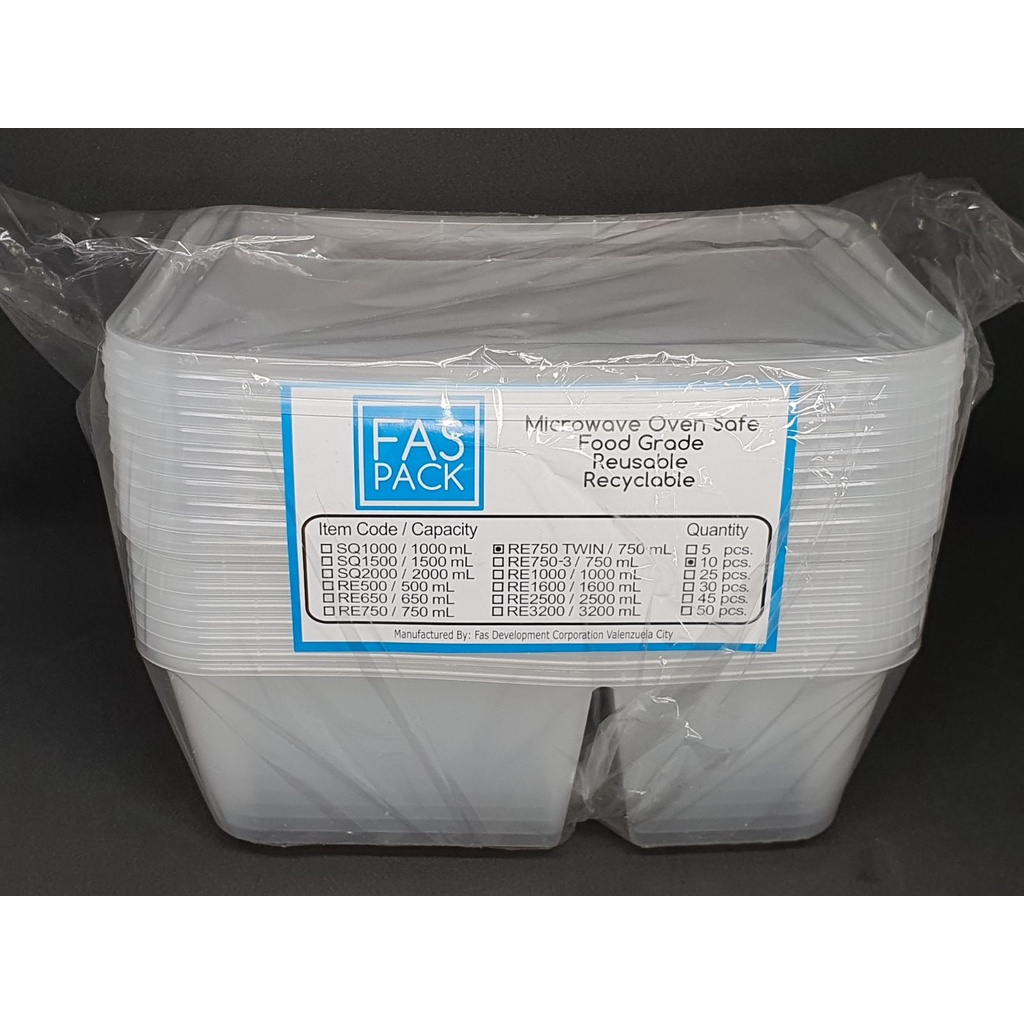 Fas Pack Microwavable Container RE500/RE750/RE750TW/RE1000(10pcs/pack ...