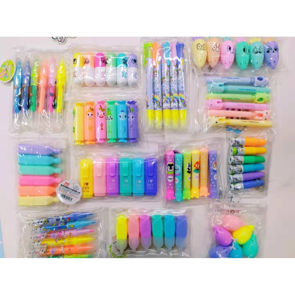 mini kawaii cute highlighter sets（6pcs.per set) | Shopee Philippines