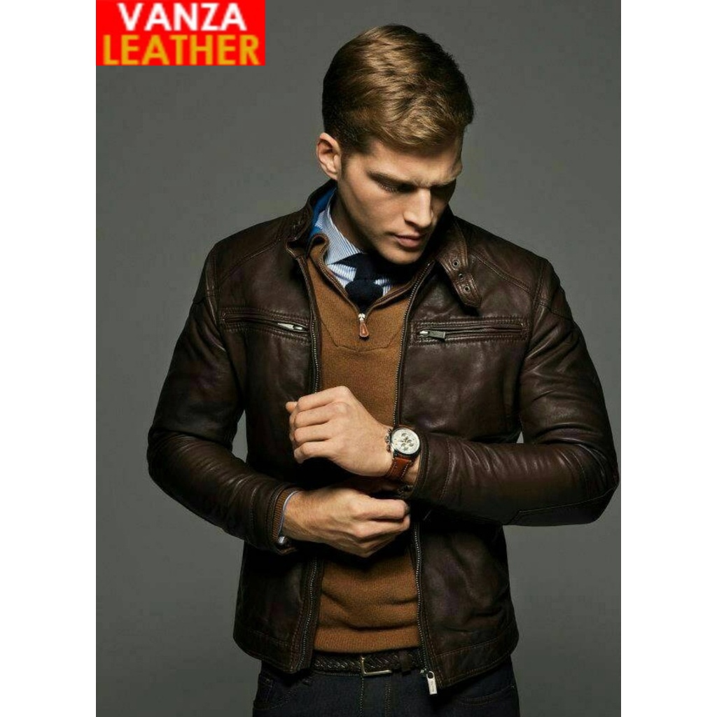 Men's Leather Jacket (SUPER Sheep Genuine Leather) JKP-140 | Shopee ...