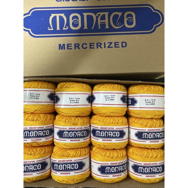3ply (Per BOX )Monaco Mercerized Crochet cotton 12 balls (single color ...