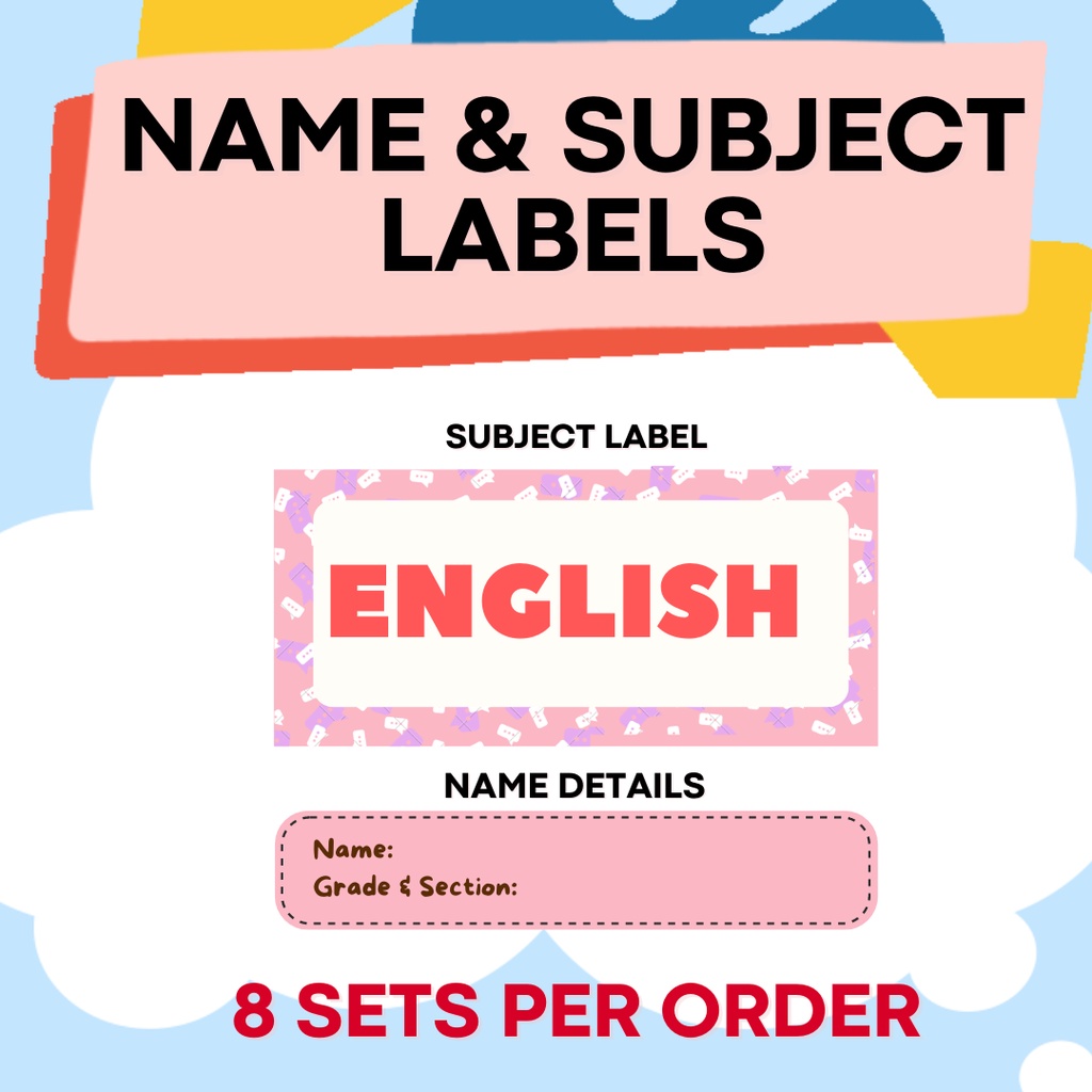 Subject and Name Sticker Set | Shopee Philippines