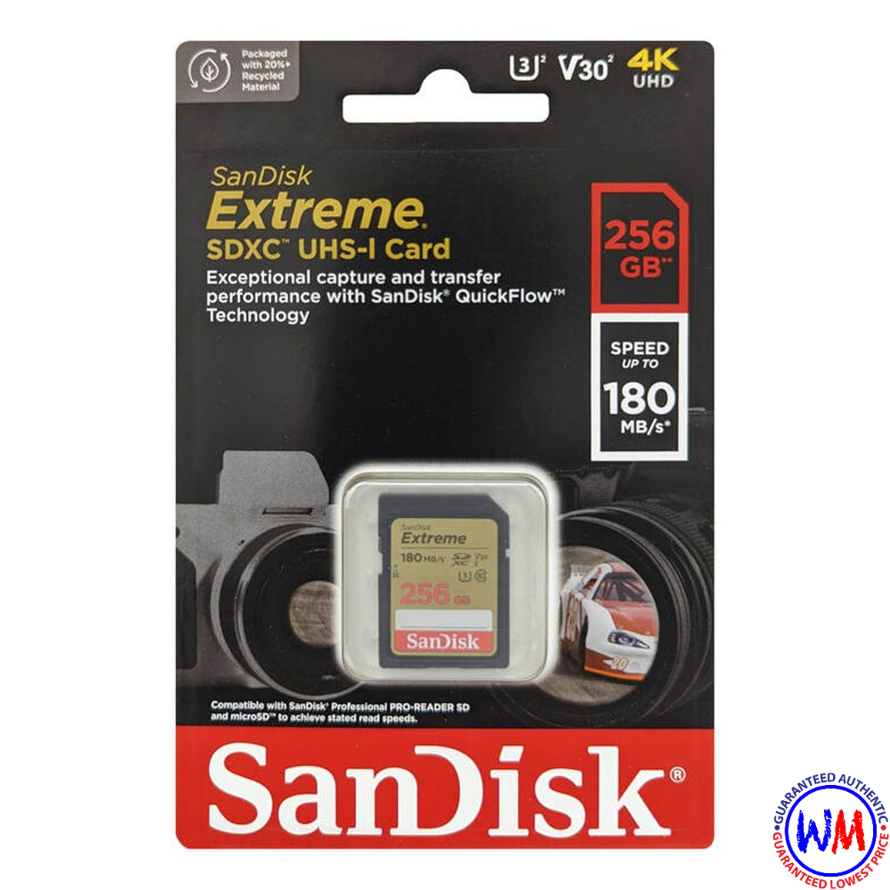 SanDisk 256GB Extreme SDXC UHS-I Memory Card - 180MB/s, SDSDXVV-256G ...