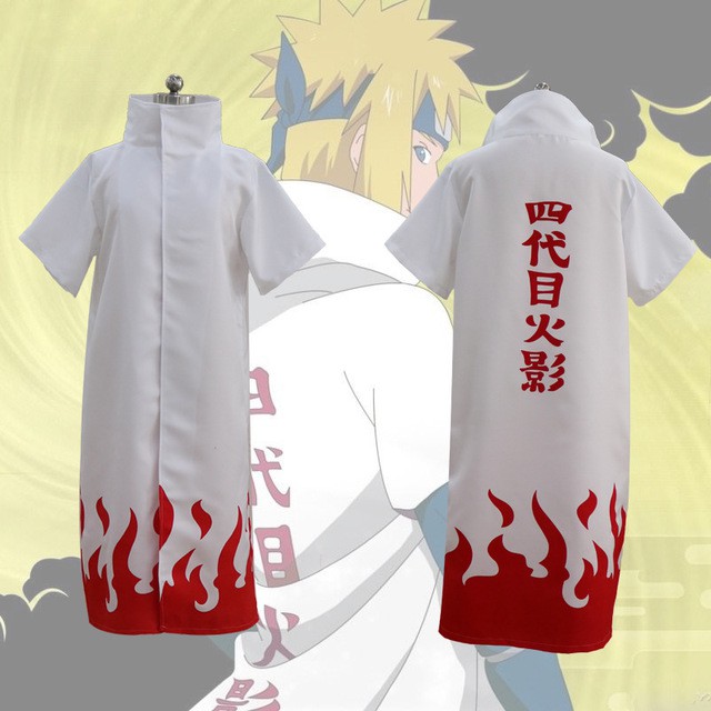 3！ Naruto Hokage Cloak Robe Namikaze Minato Cape Hatake Kakashi Costume ...