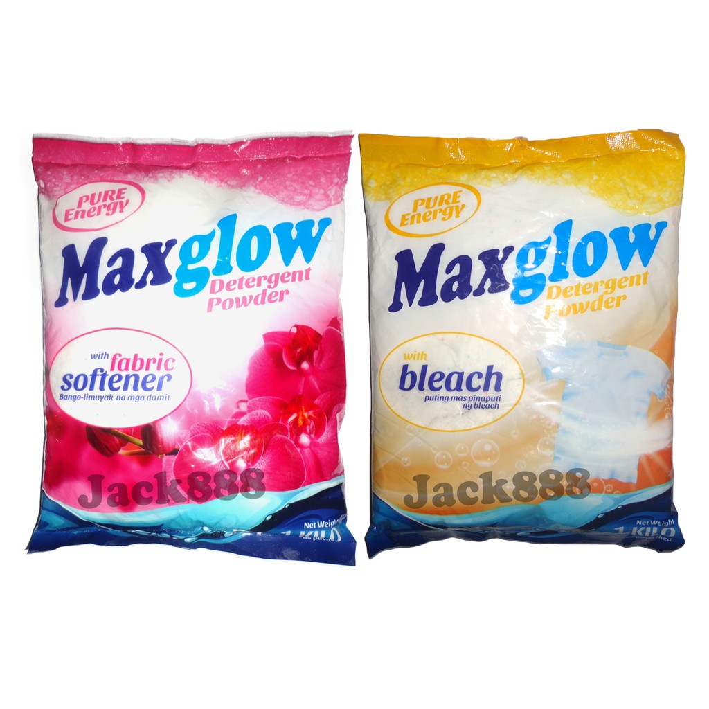 Maxglow Detergent Powder 1 Kilo with Fabric Conditioner or with Bleach ...