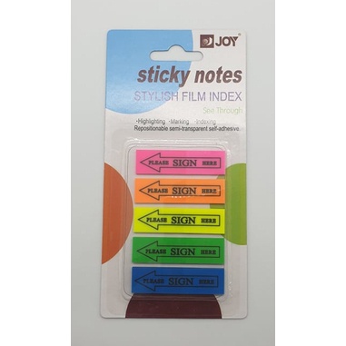 Joy Sticky Notes Sign Here Arrow Flag Sticky Note PET 5 in 1 Sold Per ...