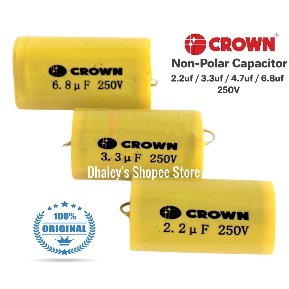 Original Crown Non Polar Capacitor 2.2uf / 3.3uf / 4.7uf / 6.8uf / 250V ...