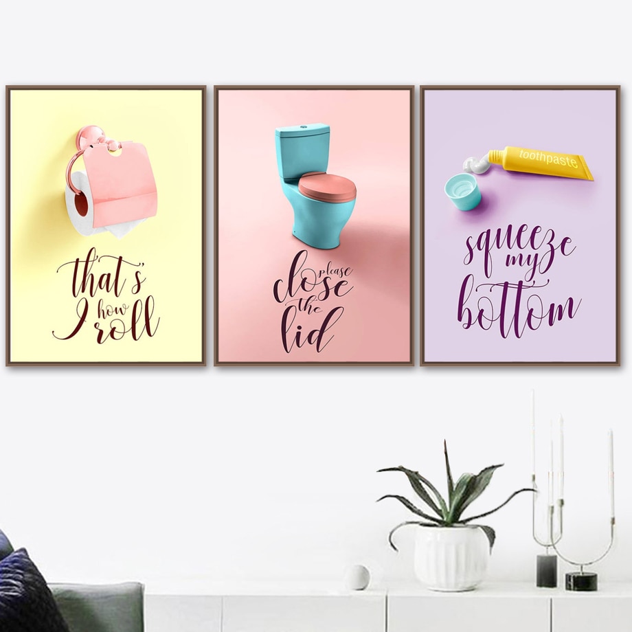 Canvas Painting Bathroom Poster Toilet Paper Wall Picture Home ...