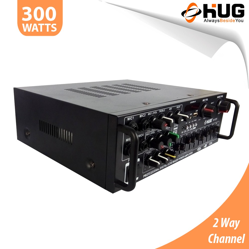Hug 300 Watts 2 Channel Amplifier With Mixer Equalizer Usb Bluetooth Fm ...