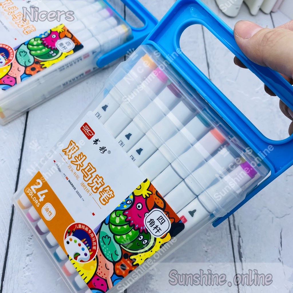 Dual Head Art Markers 24colors Brush Pen Sketch Alcohol Based Marker ...