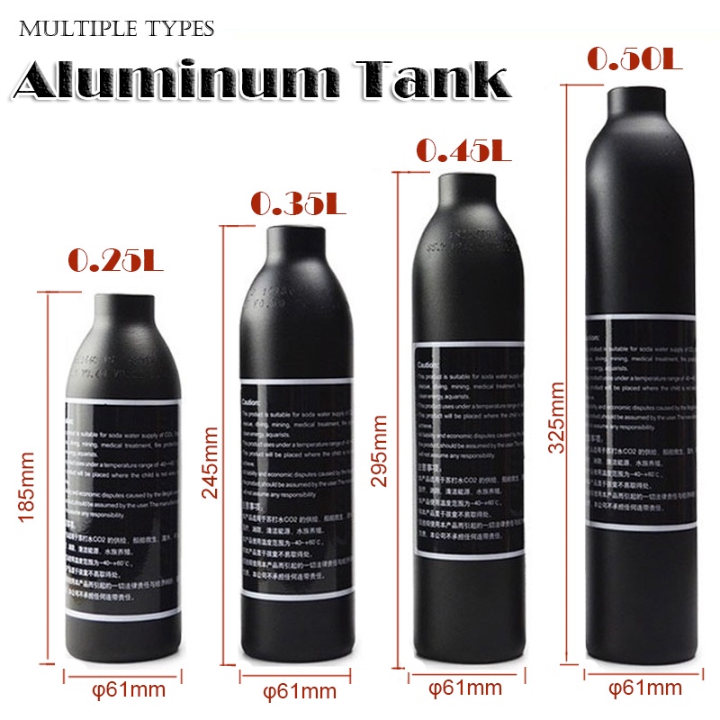 0.25L/0.35L/0.45L/0.5L Paintball PCP Cylinder Tank Compressed Aluminum ...