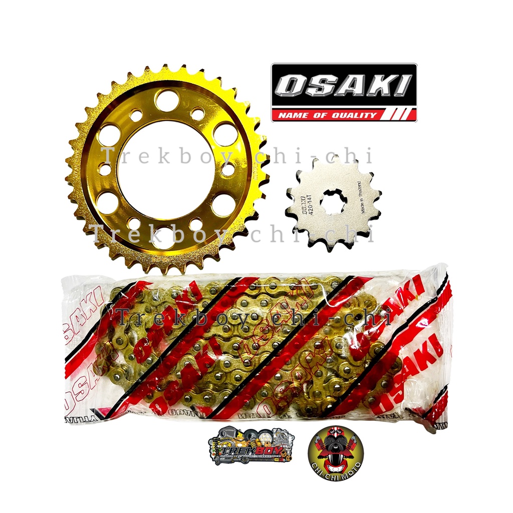 Kawasaki Fury 125 R 6 Holes 14T-34T X 420H-110L- Osaki Lucky Gold Chain and Sprocket Set ...